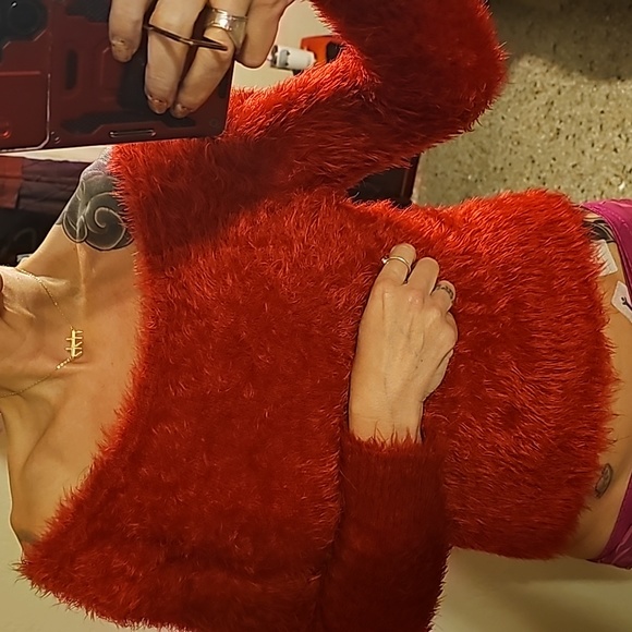 Almost Famous | Sweaters | Soft Furry And Red Just Like Elmo | Poshmark